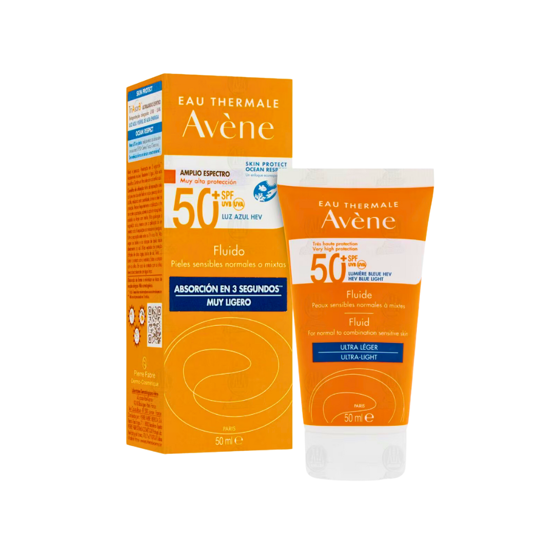 Protector Solar FLUIDO sin color Avene 50 ml – SKN Farmacia