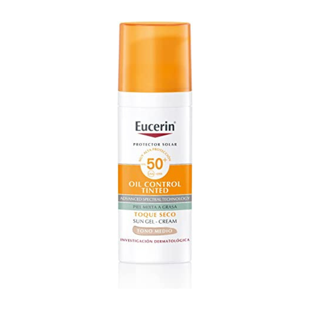 Protector Solar OIL CONTROL Toque seco Tono Medio Facial FPS 50+ Eucer ...